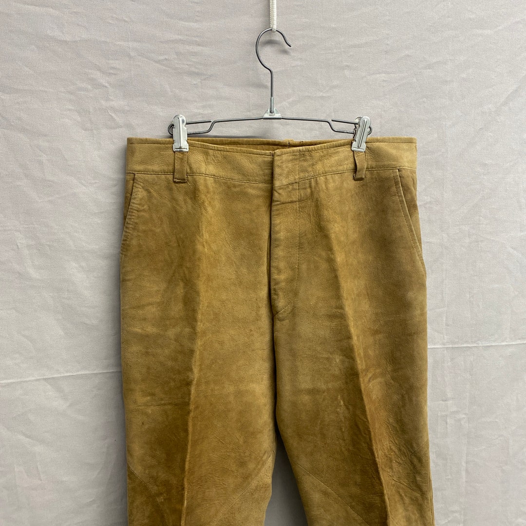 32 X 30 / 1940s Suede Leather Tan Knight Armor Stenciled Satin Lined 3 ...