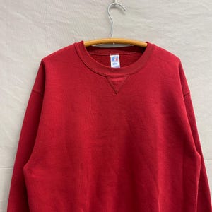 Large / Vintage Deep Red Russell Athletic Blank Boxy Faded Crewneck ...