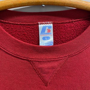 Large / Vintage Deep Red Russell Athletic Blank Boxy Faded Crewneck ...