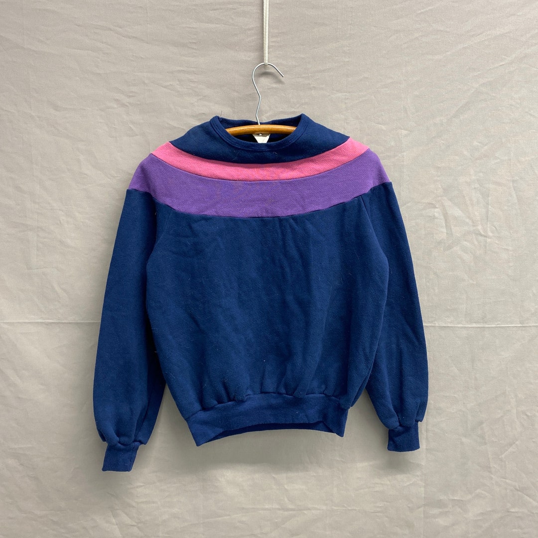 X-small / 1970s Nutmeg Mills Cotton/acrylic Soft Pink/purple/navy Blue ...
