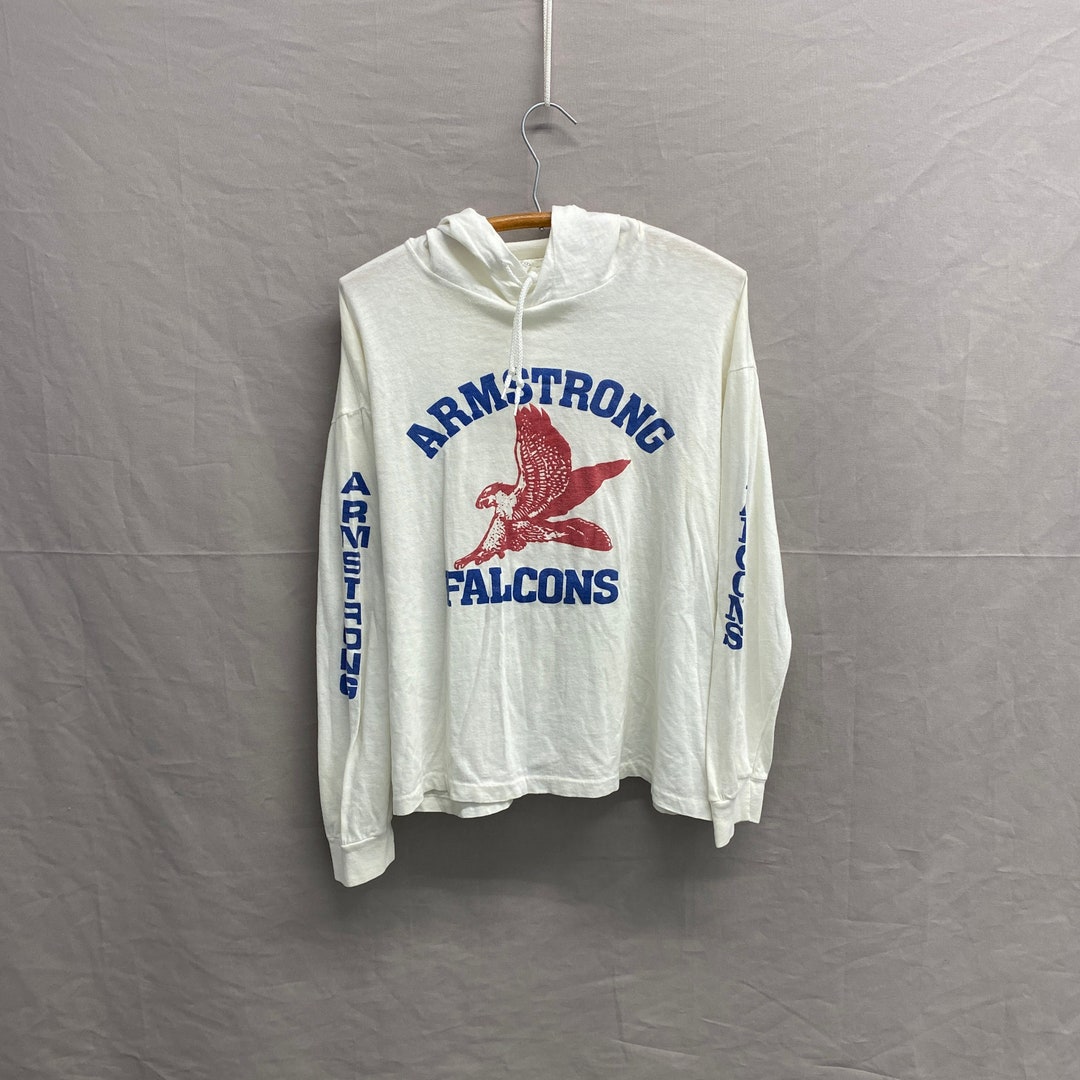 Large / 1980s Armstrong Falcons Hooded White Track School Mascot Long ...