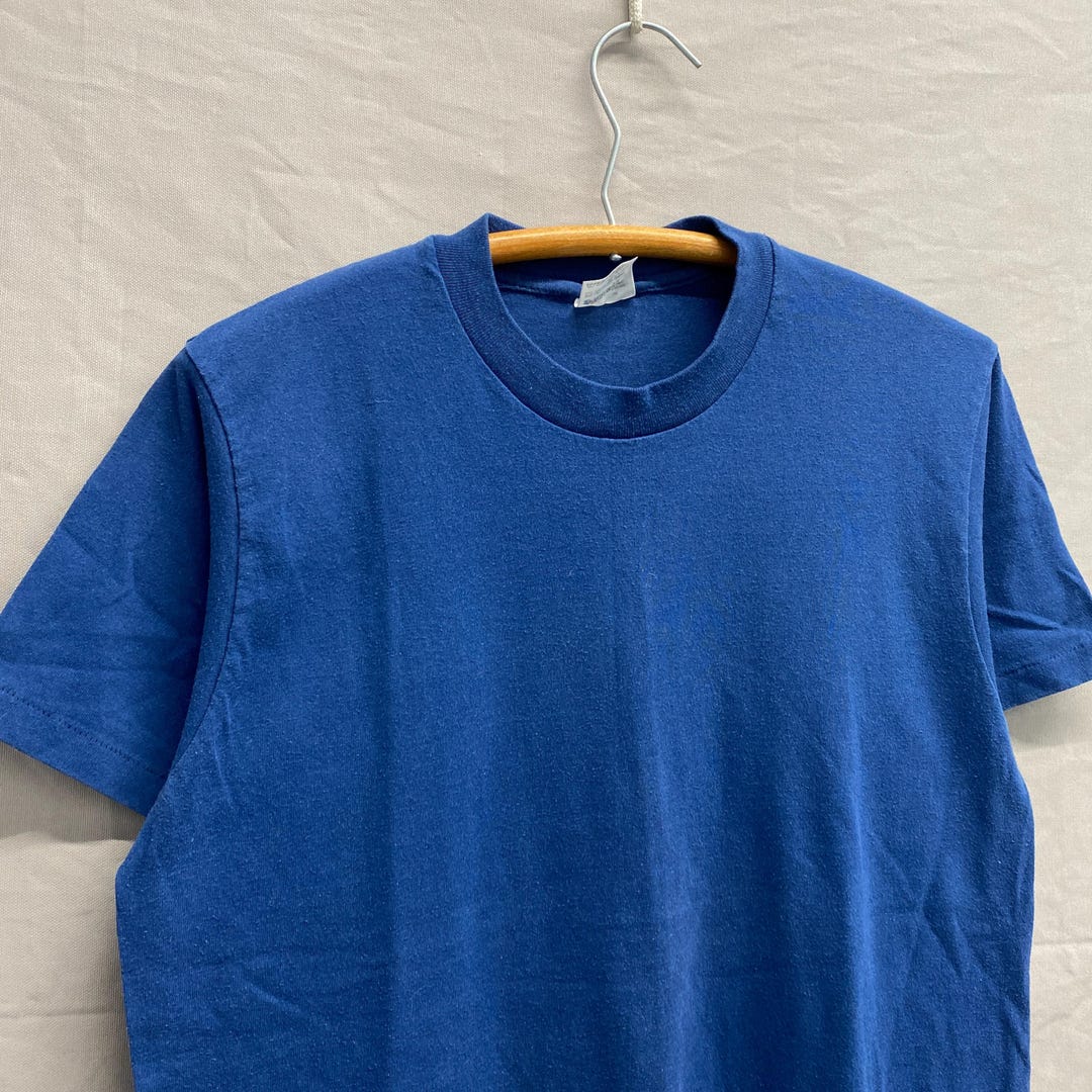 Large / 1980s Blank Navy Blue Stedman T Shirt USA Made - Etsy