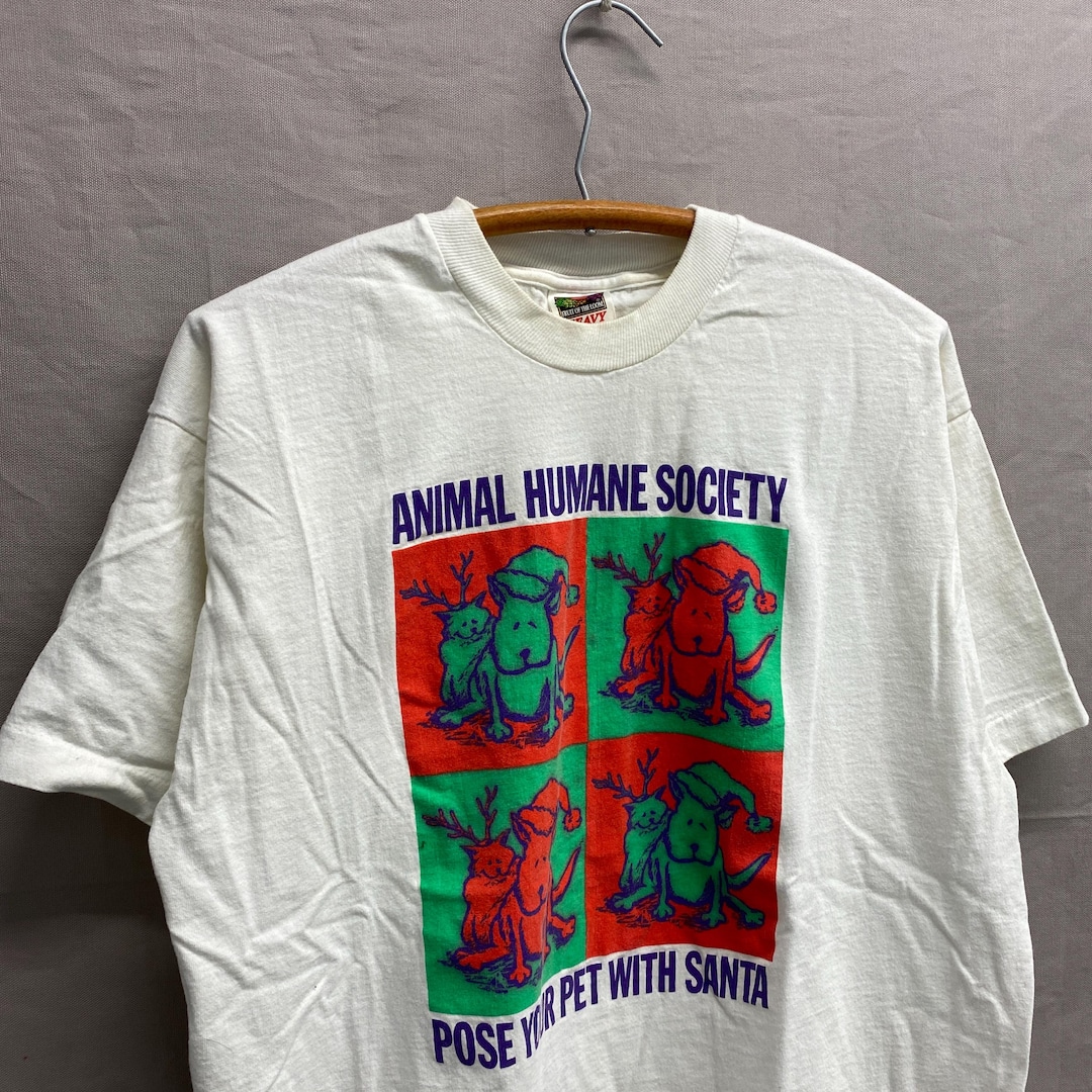 Large / 1990s Animal Humane Society Pop Art White T Shirt USA Made - Etsy
