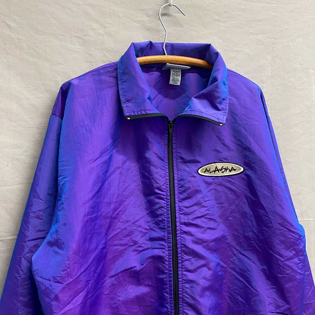 Large / 1980s Alaska Surf Style Iridescent Long Sleeved Windbreaker ...