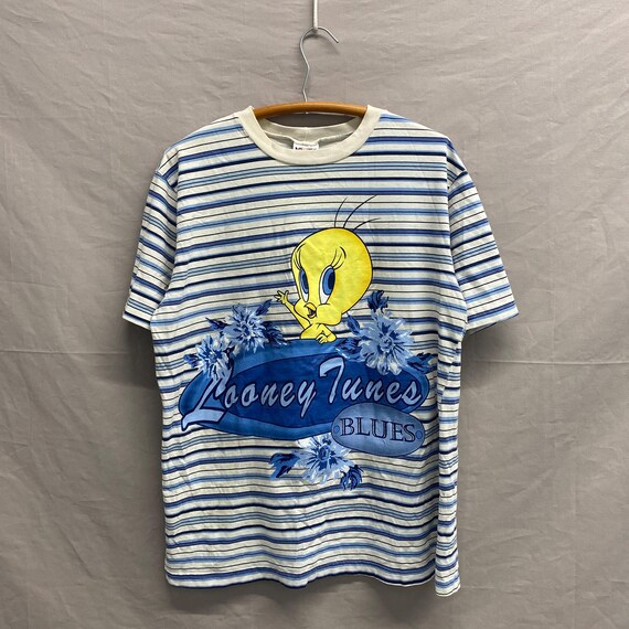 Large / 1990s Looney Tunes Blues Tweety Bird Blue Str… - Gem