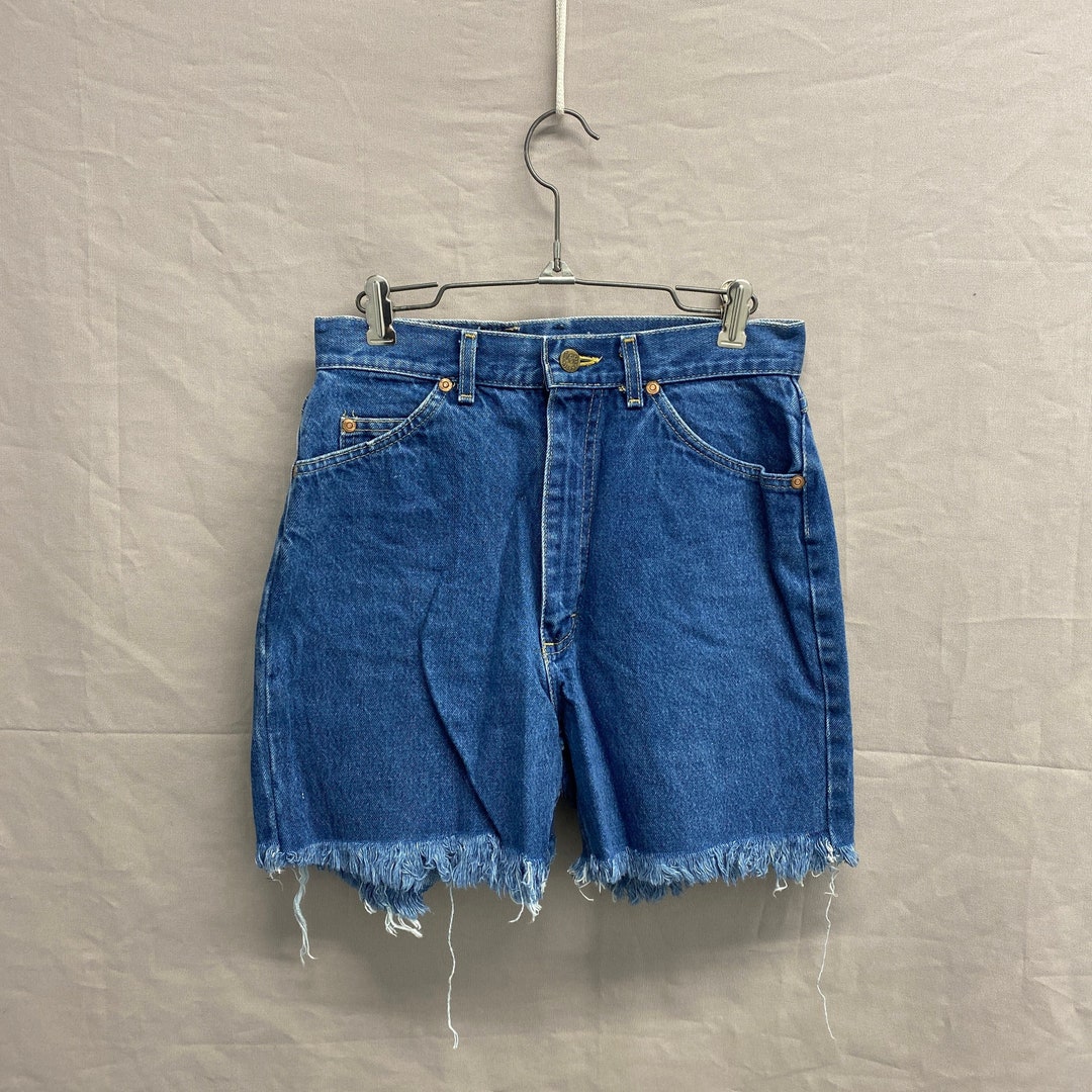 27" Waist / 1970s Lee Denim Dark Wash Pocketless Cut off Frayed Denim ...