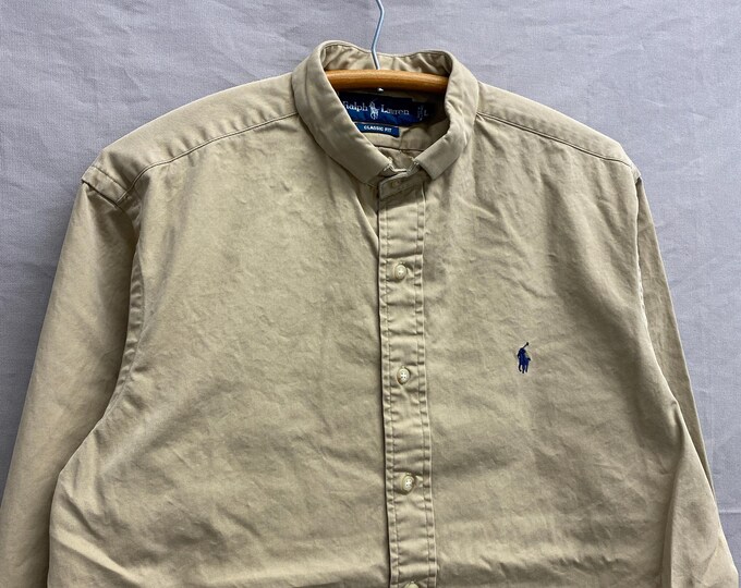 Large / Vintage Polo RL Tan Button-up Classic Fit Shirt - Etsy