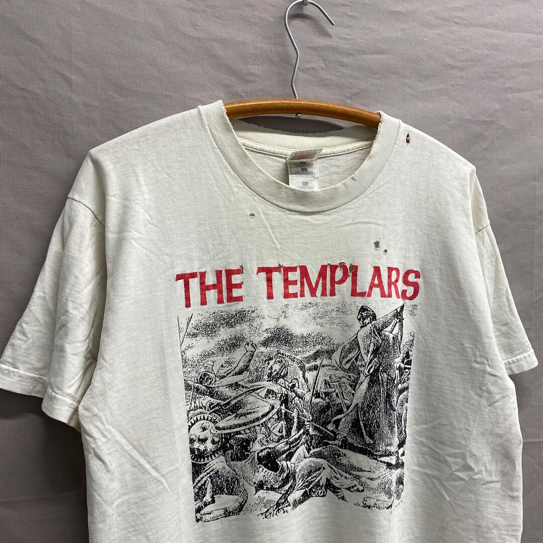 Large / 1990s the Templars Oi! Punk Rock Band White Distressed T Shirt ...