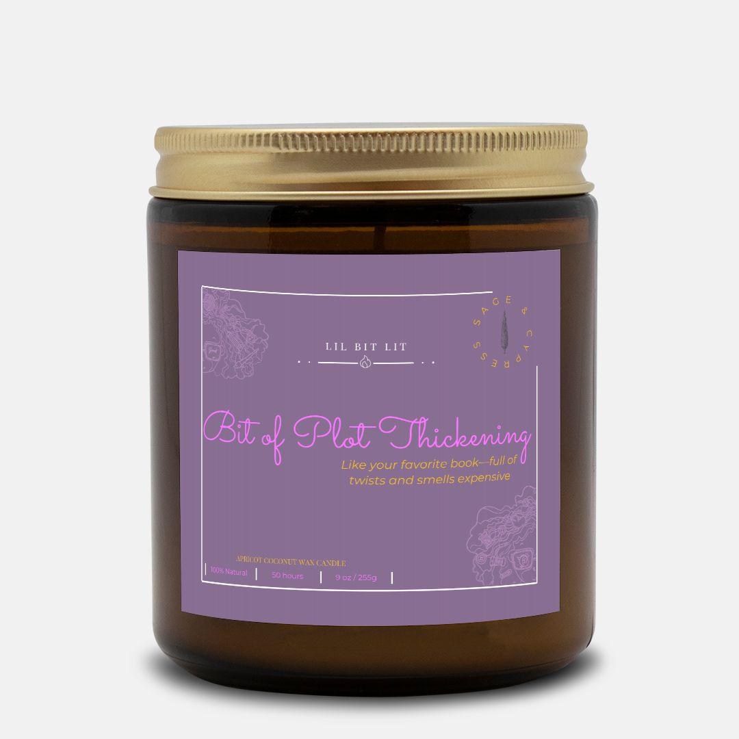 Bit of Plot Thickening Candle – Sage & Cypress Scent, Bookish Gift ...