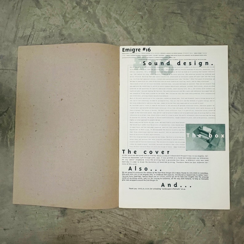 Emigre Magazine #16 Sound Design (1990) Fonts Typography Graphic Design ...