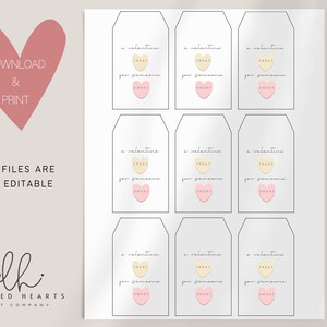 Candy Heart Valentine's Day Gift Tags, Printable Simple Valentine's ...
