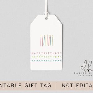 Happy Birthday Candle Party Gift Tags, Printable Gift Tags, Birthday ...