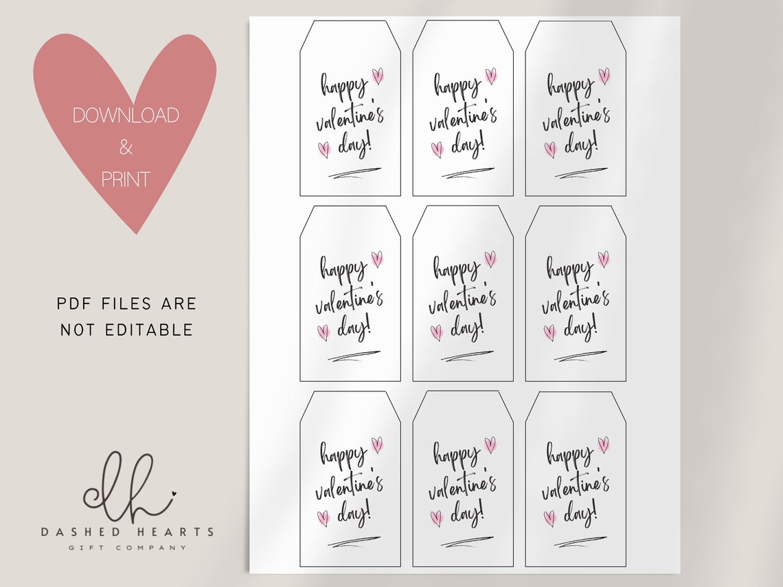 Happy Valentine's Day Gift Tags Printable Simple - Etsy