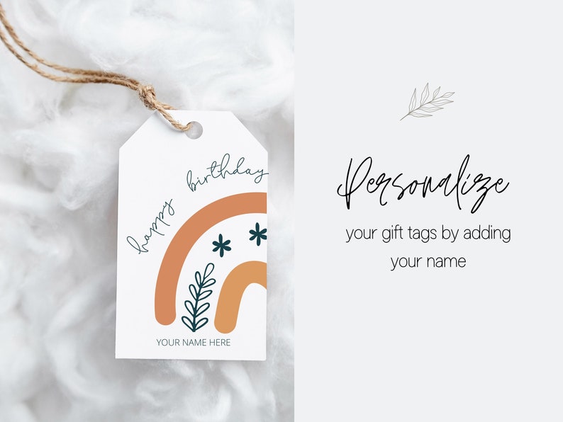 Personalize Rainbow Happy Birthday Party Gift Tags Printable - Etsy