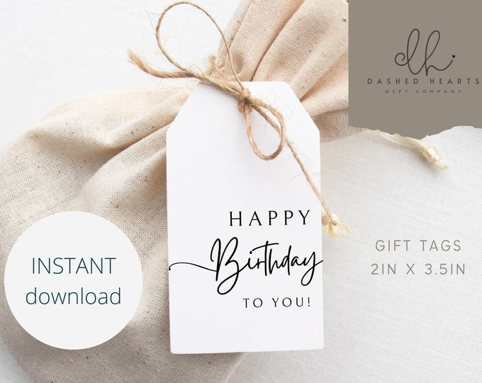 Happy Birthday to You Party Gift Tags, Printable Gift Tags, Birthday ...