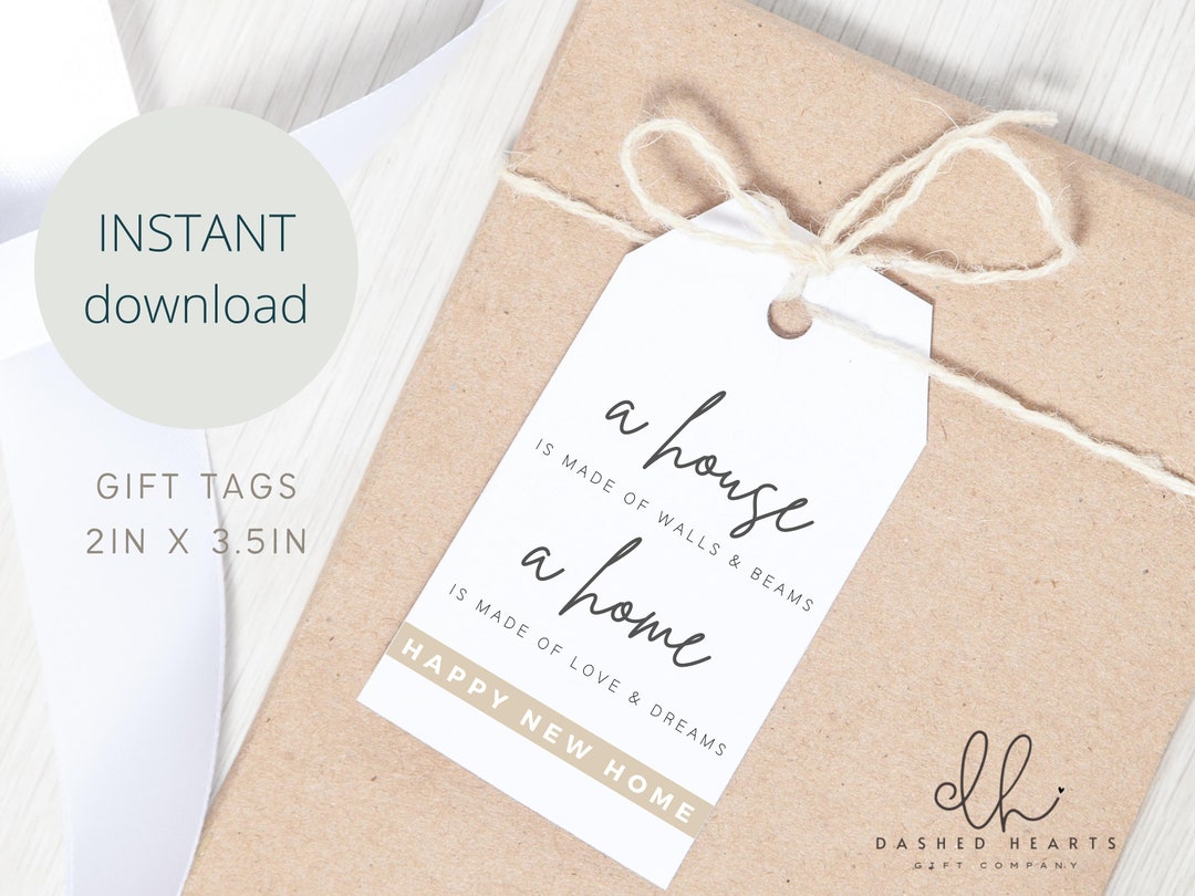 A House A Home Happy New Home Tag, Real Estate Gift Tag, Housewarming ...