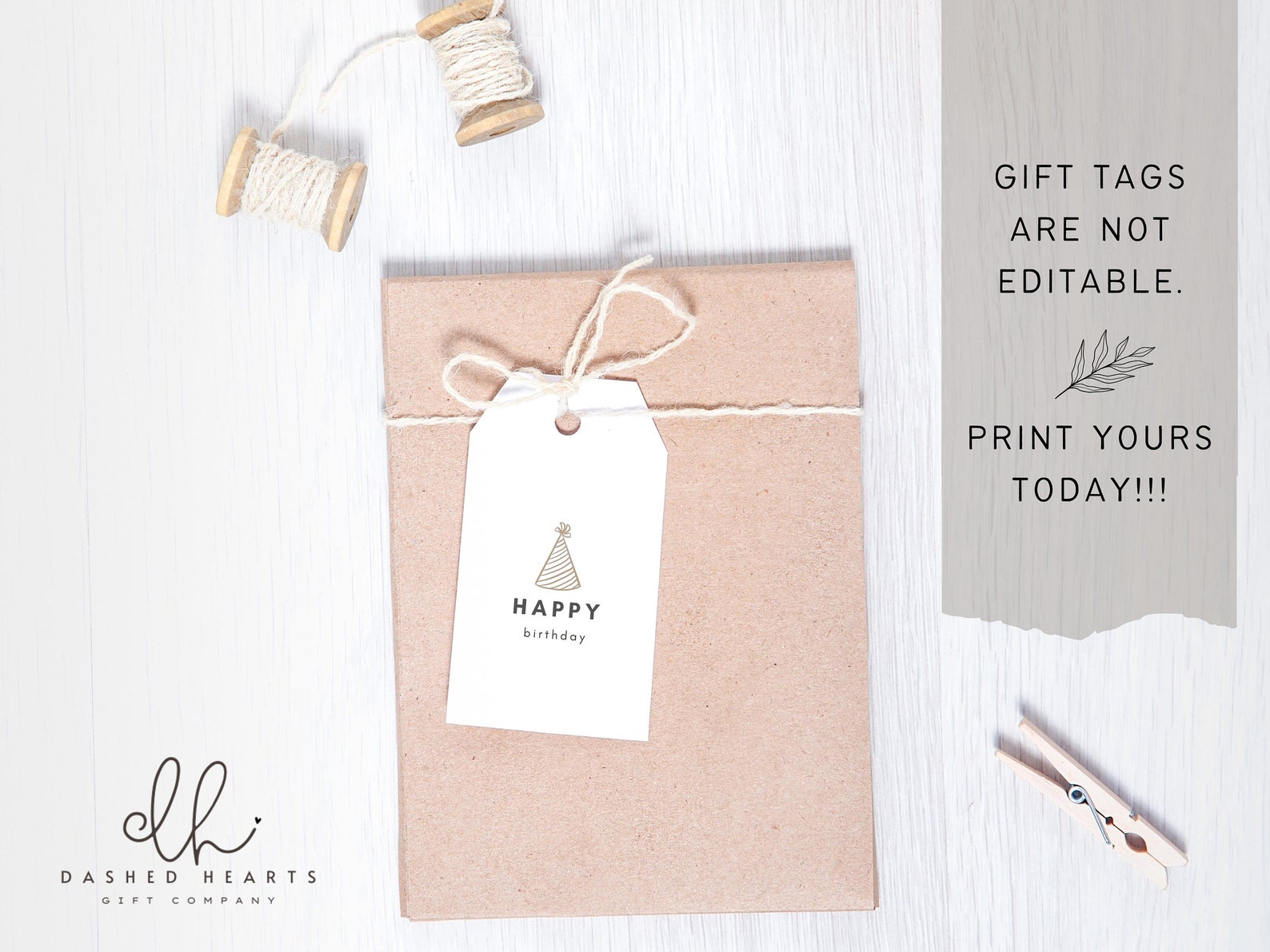 Minimalist Happy Birthday Hat Party Gift Tags Printable Gift - Etsy