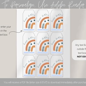 Personalize Rainbow Happy Birthday Party Gift Tags, Printable Boho ...