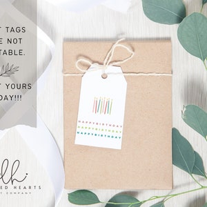 Happy Birthday Candle Party Gift Tags, Printable Gift Tags, Birthday ...