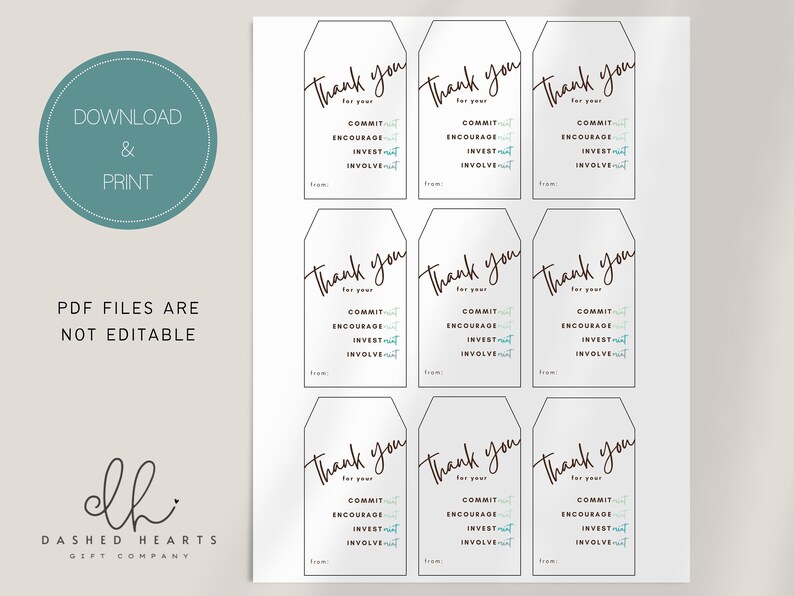 MINT Tag Teacher Appreciation Thank You Gift Tags Teacher - Etsy