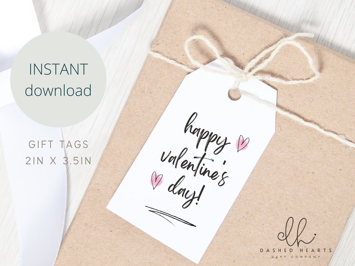 Happy Valentine's Day Gift Tags Printable Simple - Etsy
