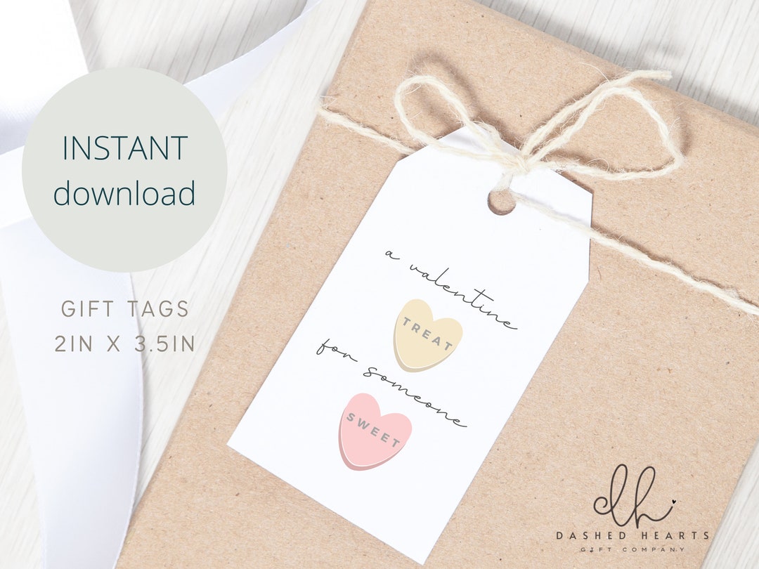 Candy Heart Valentine's Day Gift Tags, Printable Simple Valentine's ...