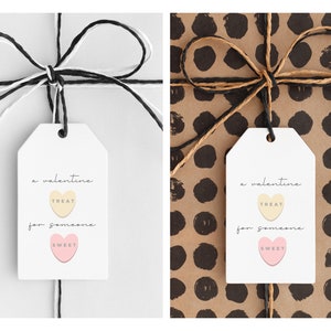 Candy Heart Valentine's Day Gift Tags, Printable Simple Valentine's ...