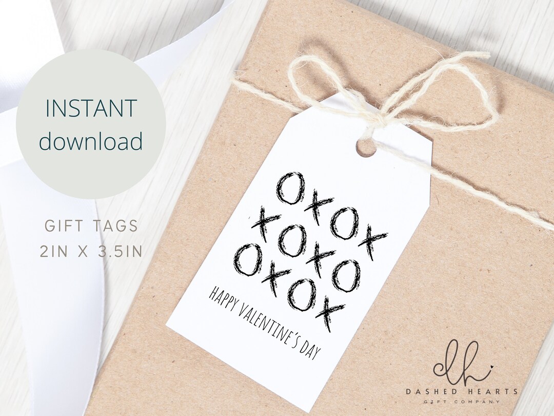 XOXO Valentine's Day Gift Tags, Printable Simple Valentine's Favor Tags ...
