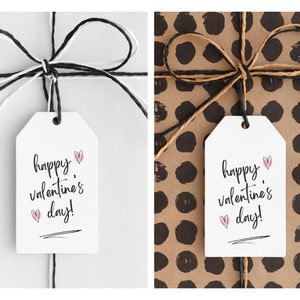 Happy Valentine's Day Gift Tags, Printable Simple Valentine's Favor ...
