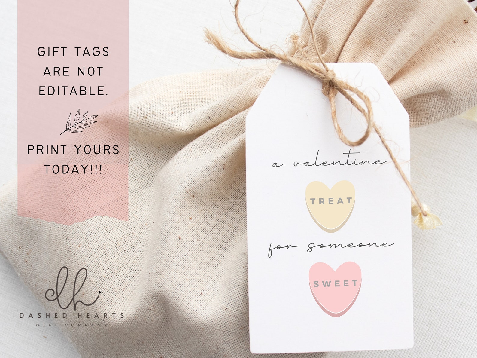 Candy Heart Valentine's Day Gift Tags Printable Simple - Etsy