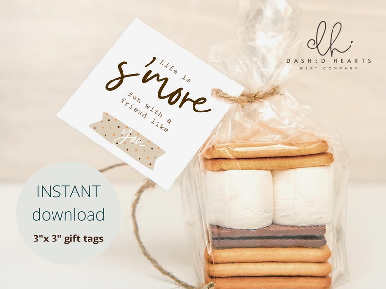 S'more Friends Birthday Favor Gift Tags Printable - Etsy
