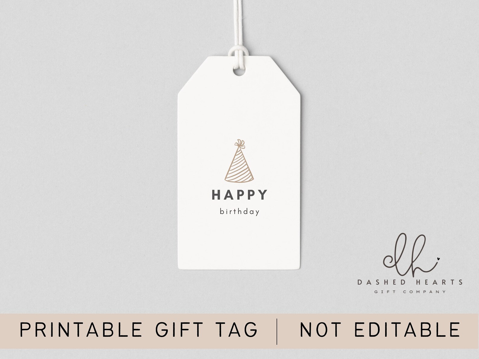 Minimalist Happy Birthday Hat Party Gift Tags Printable Gift - Etsy
