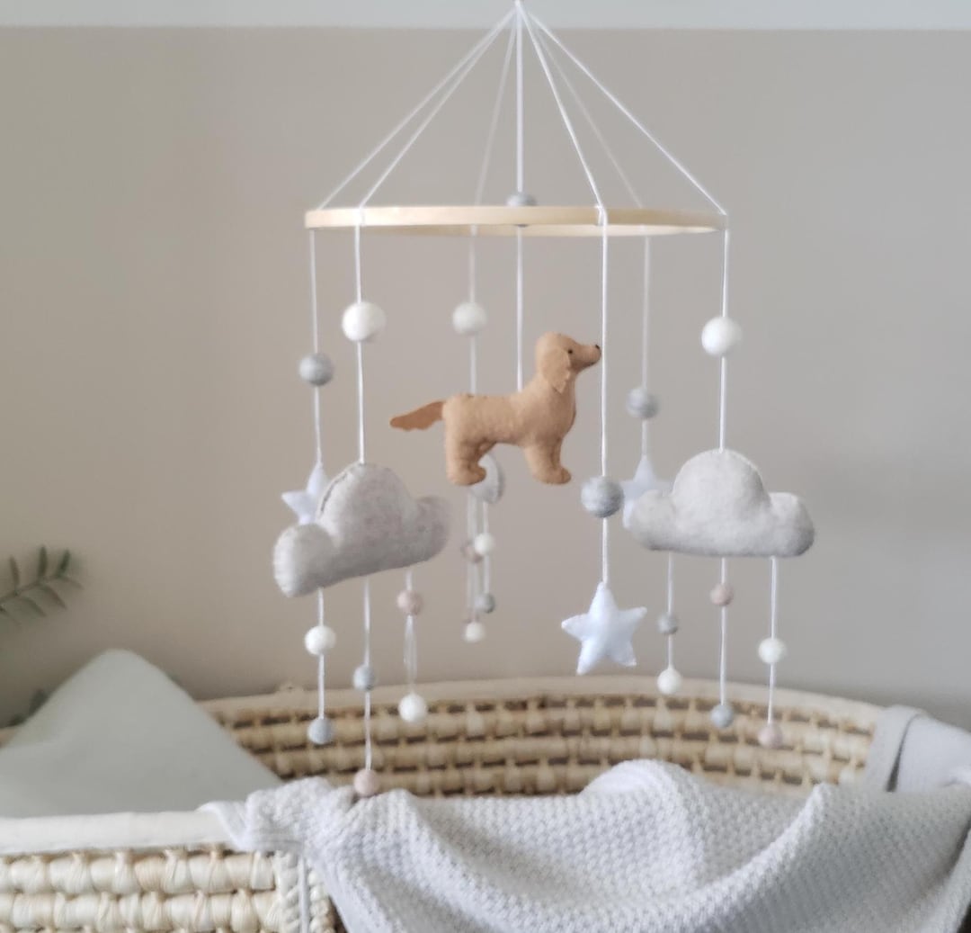 Golden Retriever Dog Baby Mobile,felt Balls Mobile,boho Mobile Dog,boys ...