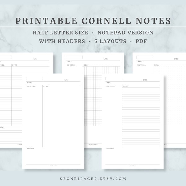 Half Letter Notepad Template - Etsy