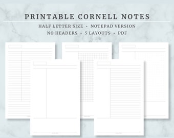 Notes Template Printable , Cornell Method, A4/letter, Printable ...