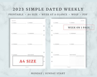 2023 Weekly Planner Printable, A4 Size, Dated, Weekly Organizer, Weekly ...