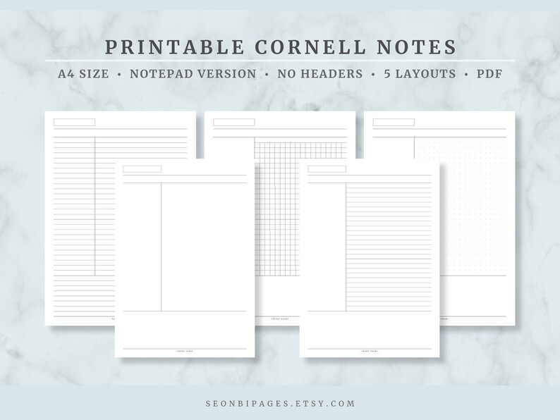 A4 Size, Printable Cornell Notes, Notepad Version, No Headers, Cornell ...