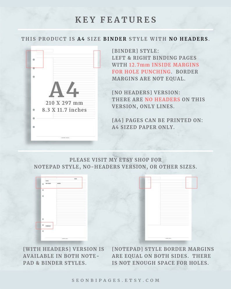 A4 Size, Printable Cornell Notes, Binder Version, No Headers, Cornell ...