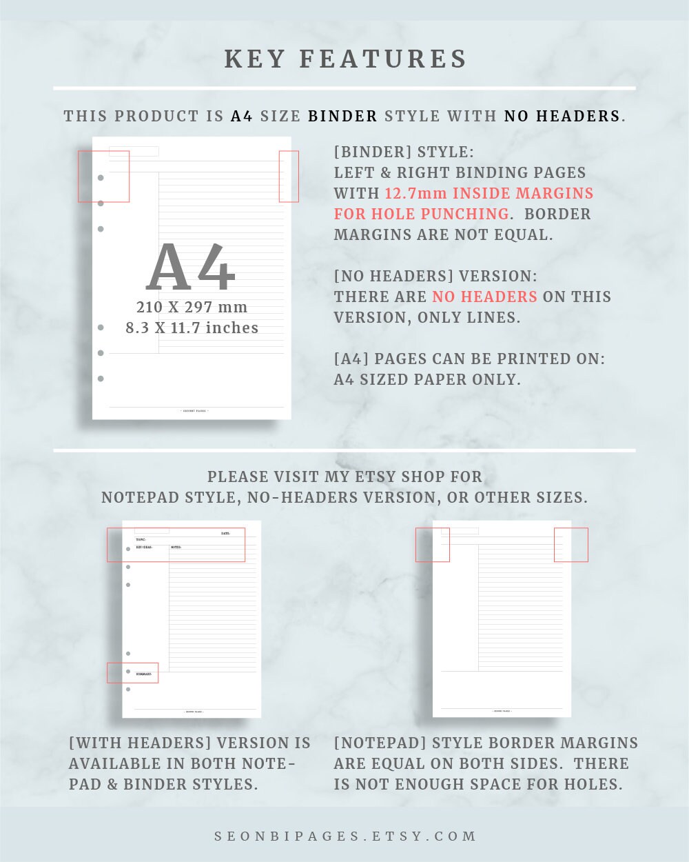 A4 Size, Printable Cornell Notes, Binder Version, No Headers, Cornell ...