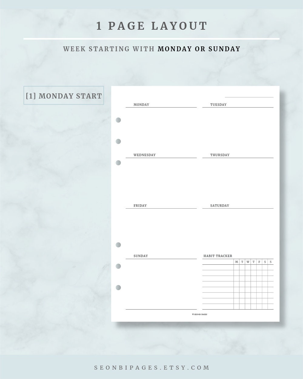Simple Weekly Planner Printable A5 Size Undated Weekly - Etsy