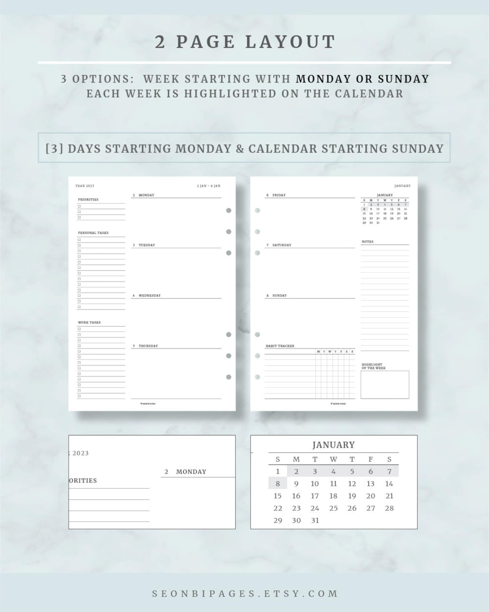 2023 Weekly Planner Printable A5 Size Dated Weekly - Etsy