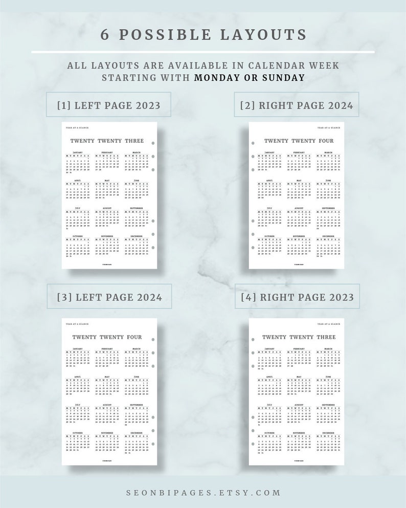 2023-2024 Yearly Calendar Printable, Half Letter Size, Monday & Sunday ... 2023-2024 Yearly Calendar Printable, Half Letter Size, Monday & Sunday ...
