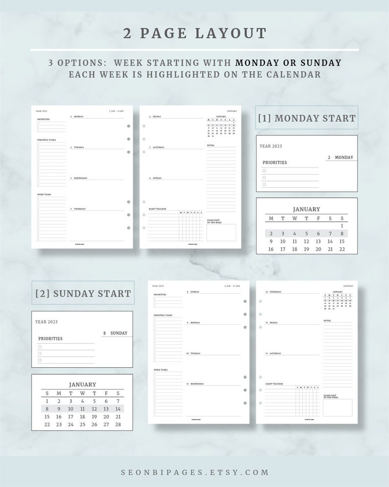 2023 Weekly Planner Printable, A4 Size, Dated, Weekly Organizer, Weekly ...