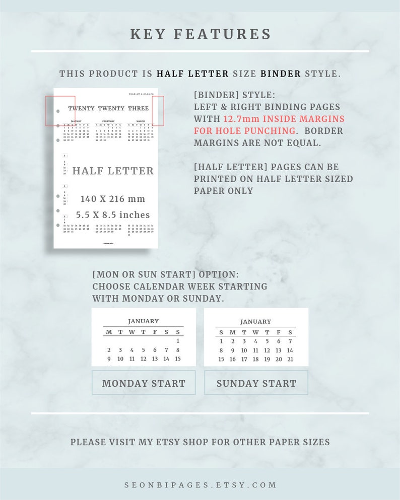 2023-2024 Yearly Calendar Printable, Half Letter Size, Monday & Sunday ... 2023-2024 Yearly Calendar Printable, Half Letter Size, Monday & Sunday ...