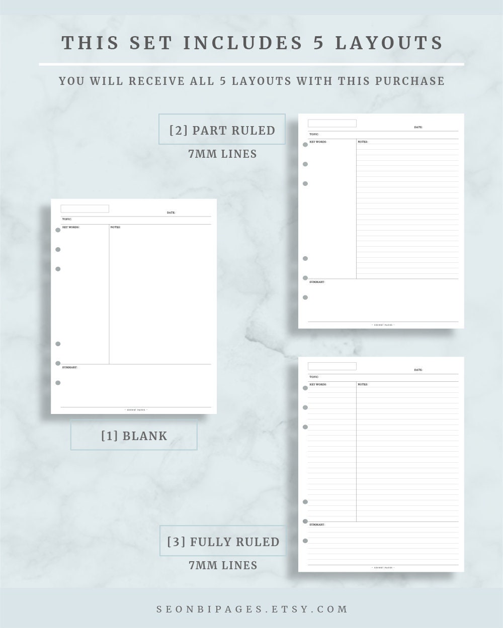 US Letter Size, Printable Cornell Notes, Binder Version,with Headers ...