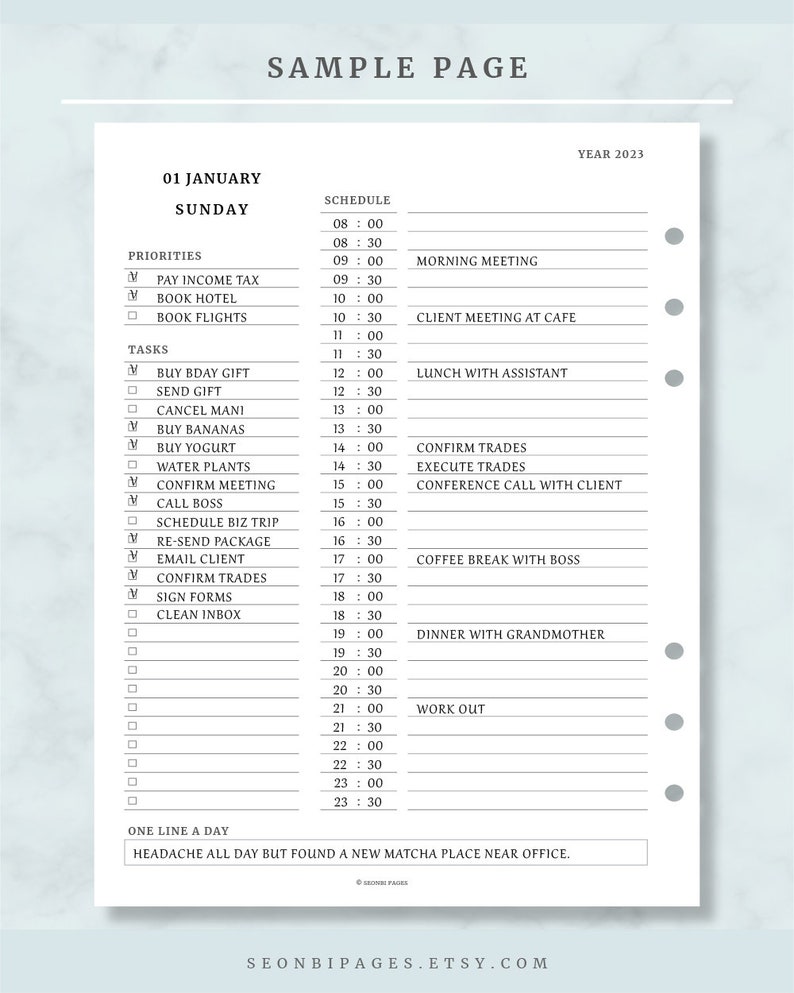 2023 Daily Planner Printable US Letter Size Dated Daily - Etsy