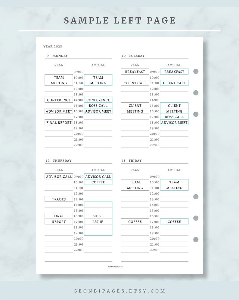 2023 Productivity Weekly Planner Printable, A4 Size, Dated, Rolling ...