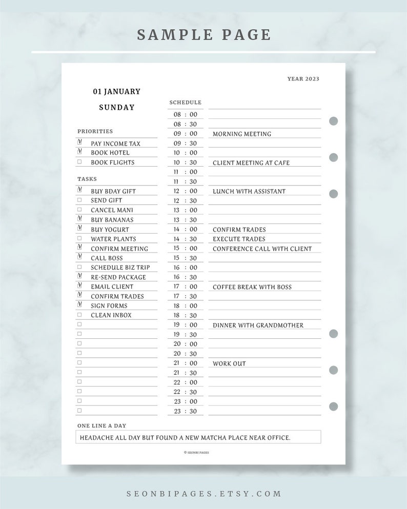 2023 Daily Planner Printable A4 Size Dated Daily Organizer - Etsy Australia