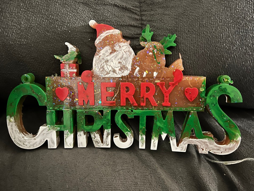 Merry Christmas Sign With Lights - Etsy