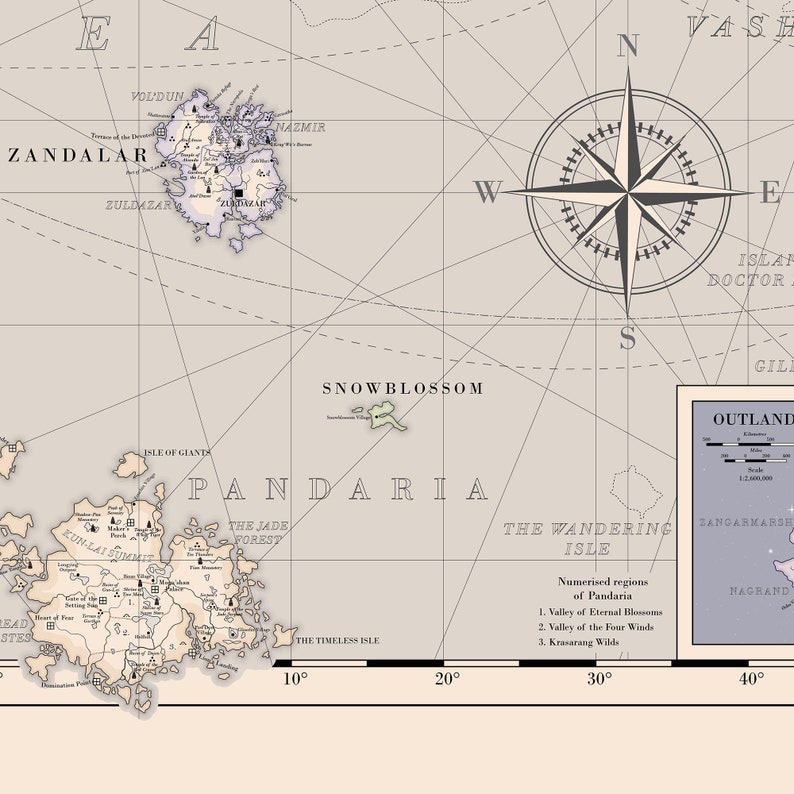 Azeroth World of Warcraft Vintage Map Poster - Etsy